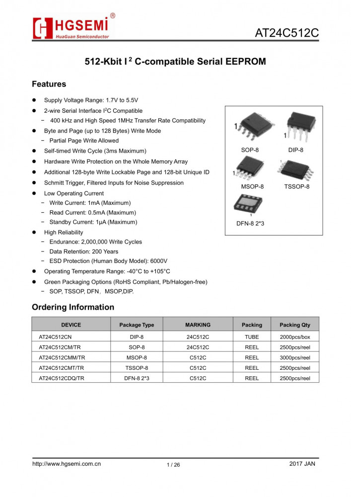AT24C512CN datasheet page 1