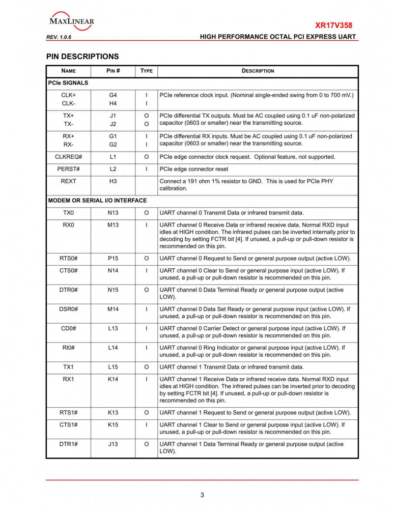 XR17V358 datasheet page 3