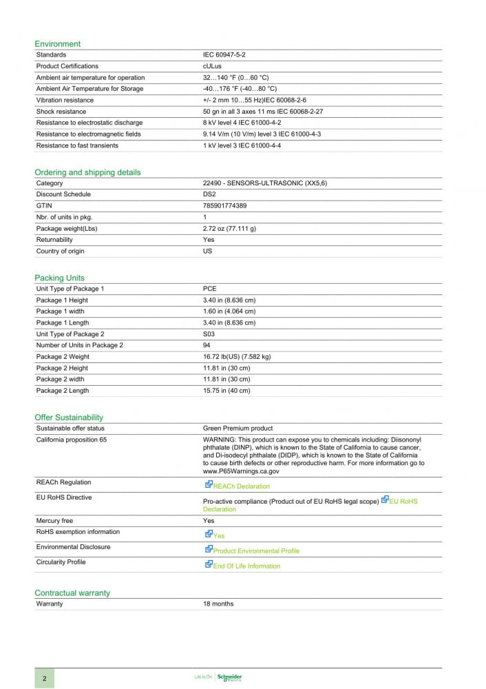 XXV18B1PAM12 technical document page 2
