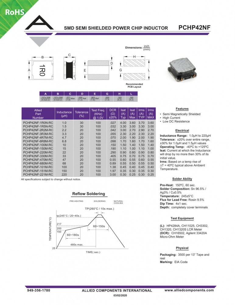 PCHP42NF series technical document page 1