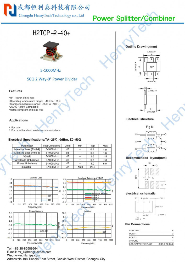 HenryTech H2TCP-2-10+ technical document page