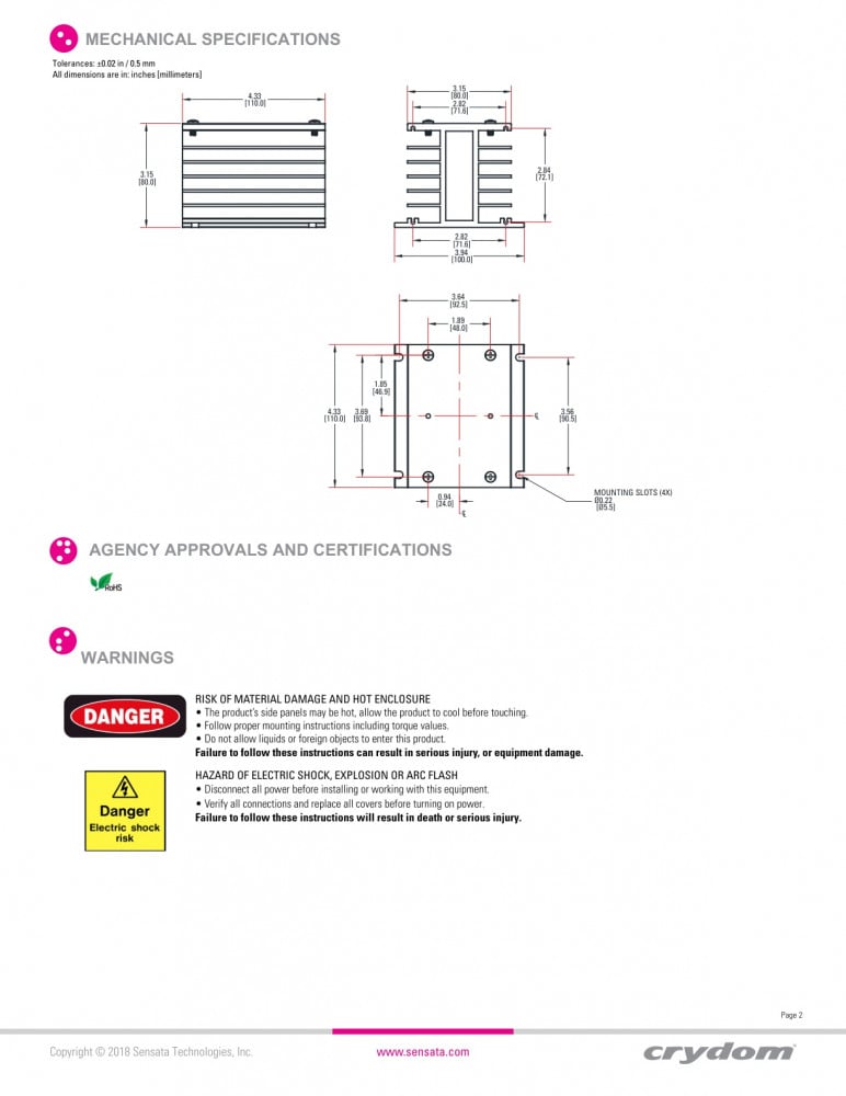 Sensata HS101 technical document page 2