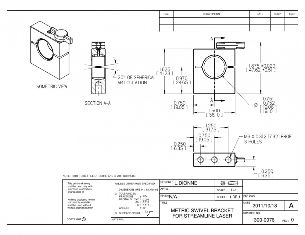 BR-SL bracket technical drawing