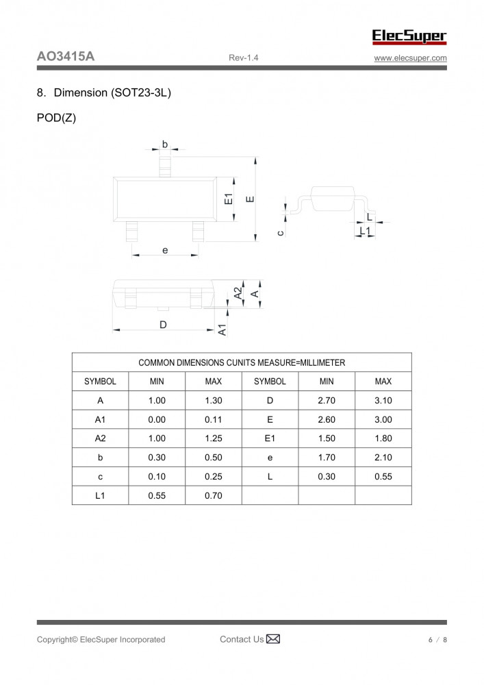 AO3415A datasheet page 6
