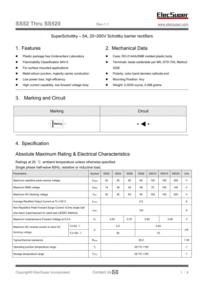 ElecSuper SS510 datasheet page 1