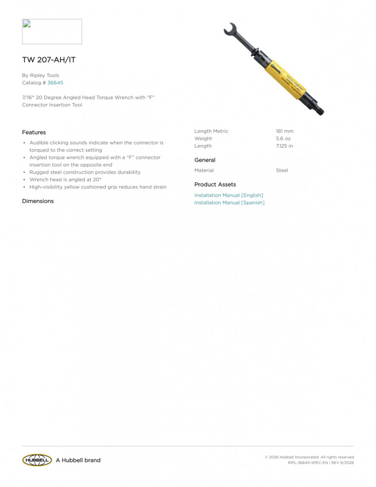 TW 207-AH/IT technical document image