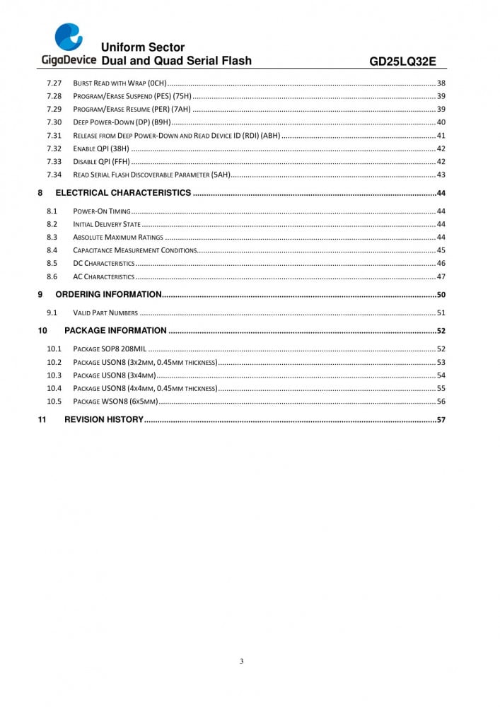 GD25LQ32E datasheet page 3