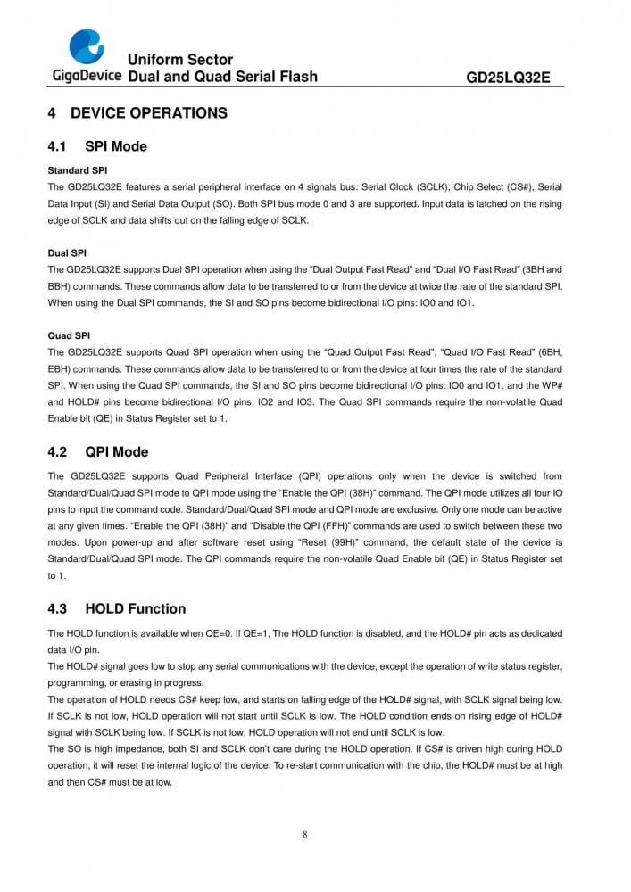 GD25LQ32E datasheet page 8