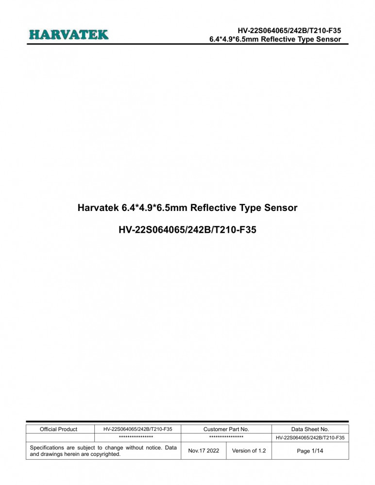 HV-22S064065 datasheet page 1