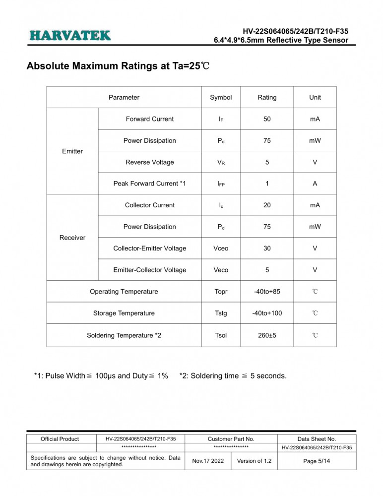 HV-22S064065 datasheet page 5