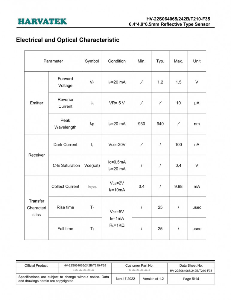 HV-22S064065 datasheet page 6