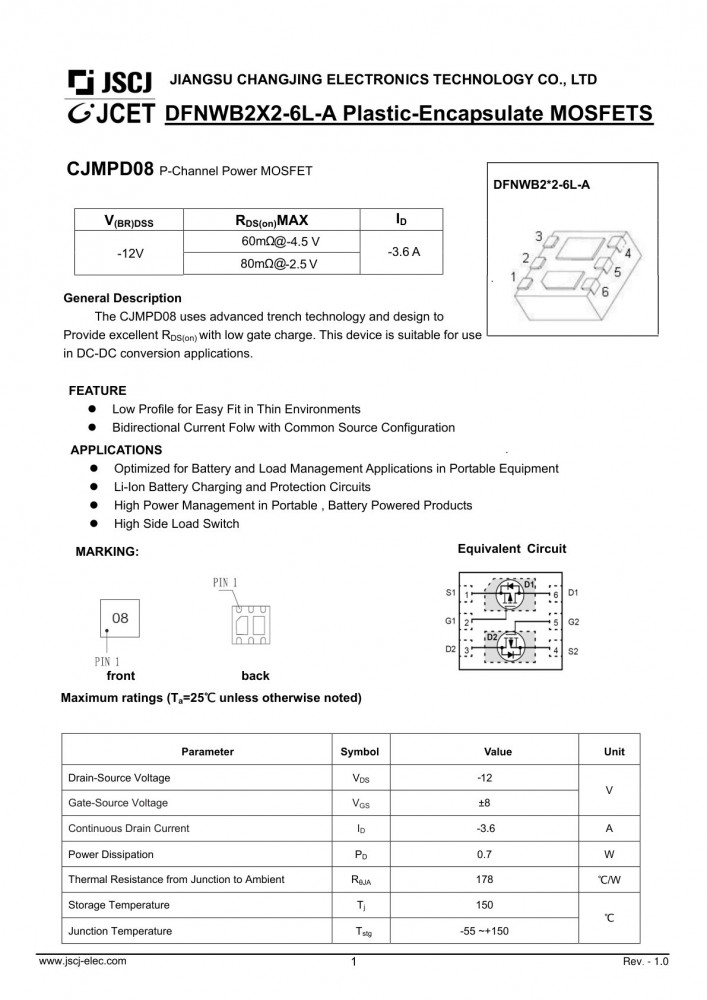 CJMPD08 datasheet page 1