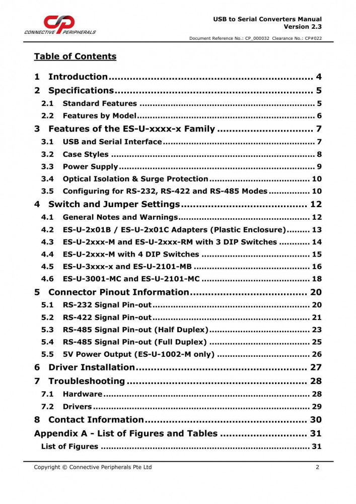 USB to Serial Converters Manual, page image 2