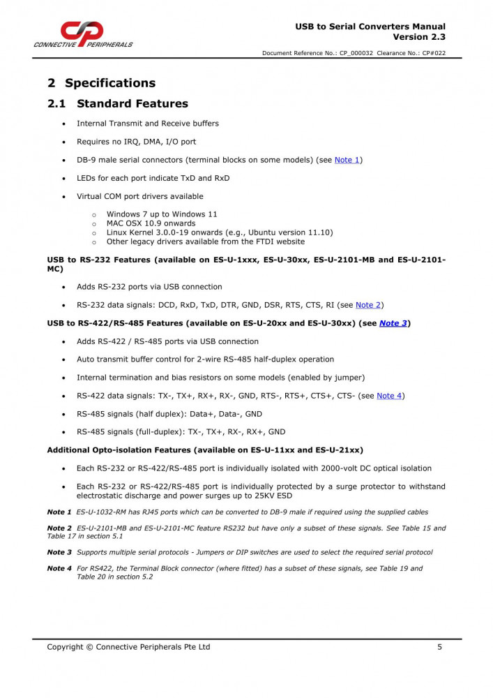 USB to Serial Converters Manual, page image 5
