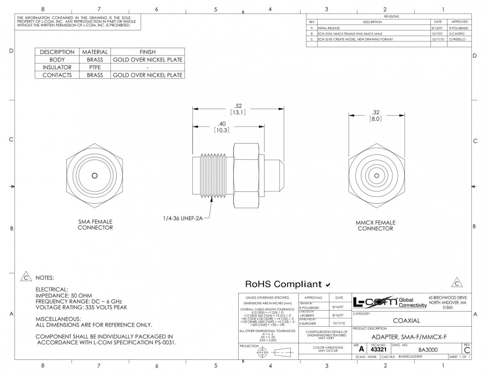 L-com BA3000 technical drawing preview