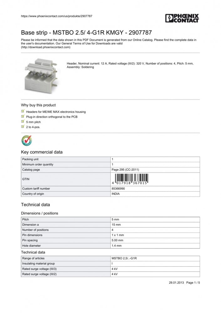 Phoenix Contact 2907787 product overview