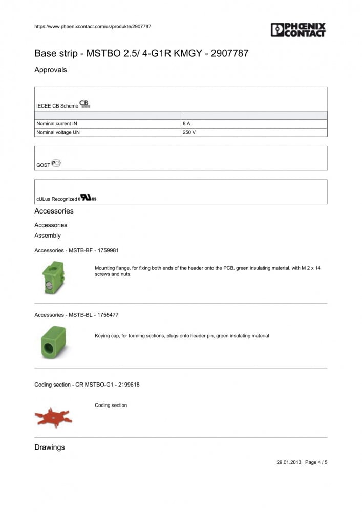 Phoenix Contact 2907787 accessories and drawings