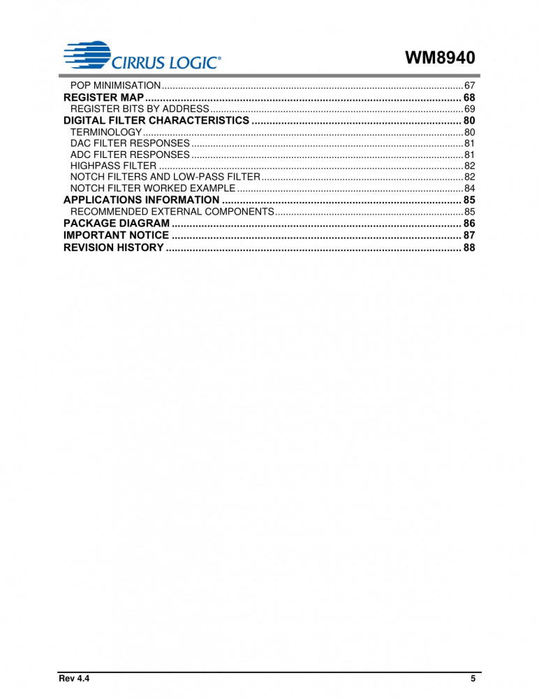 WM8940 datasheet page 5