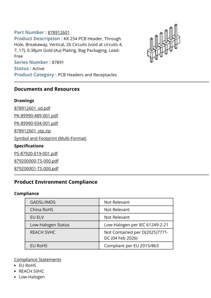 Product technical document page 1