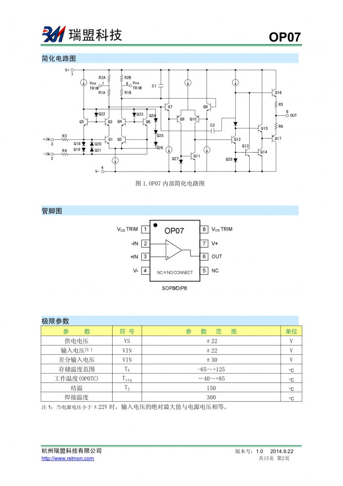 OP07 datasheet page 2