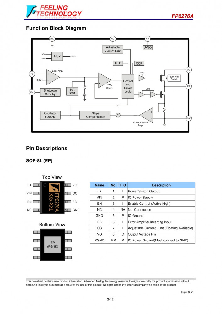 FP6276AXR-G1 datasheet page 2