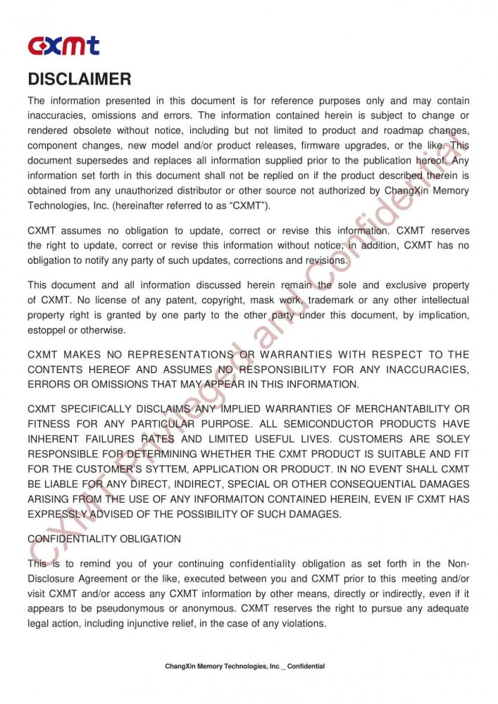 CXMT datasheet page 2