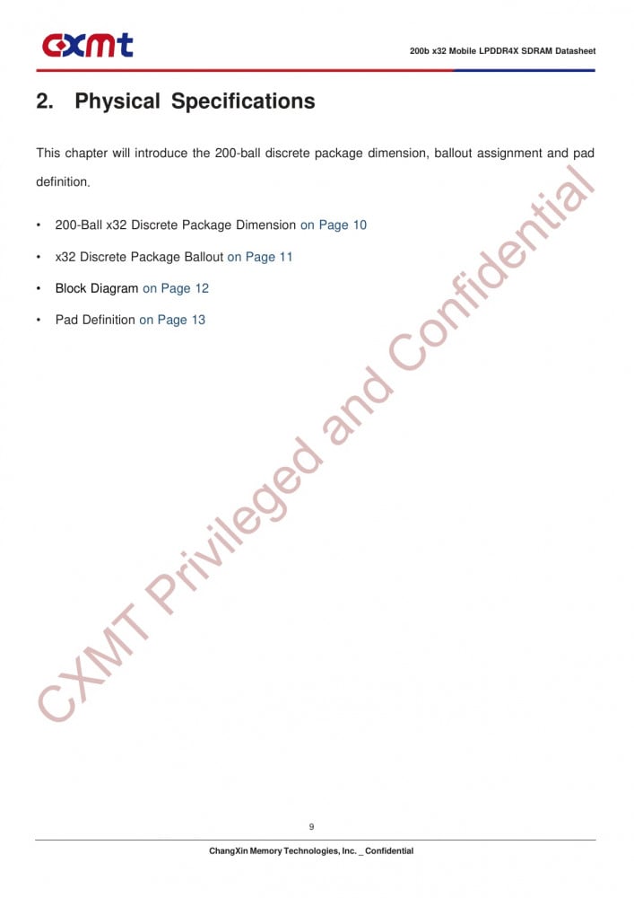 CXMT datasheet page 9