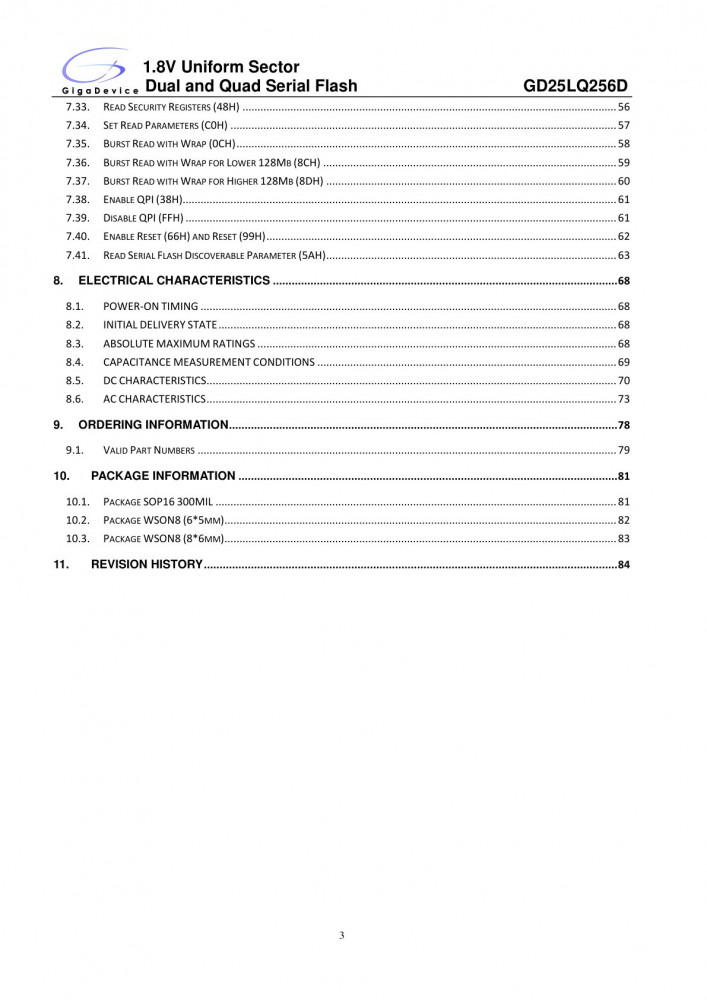 GD25LQ256D datasheet page 3