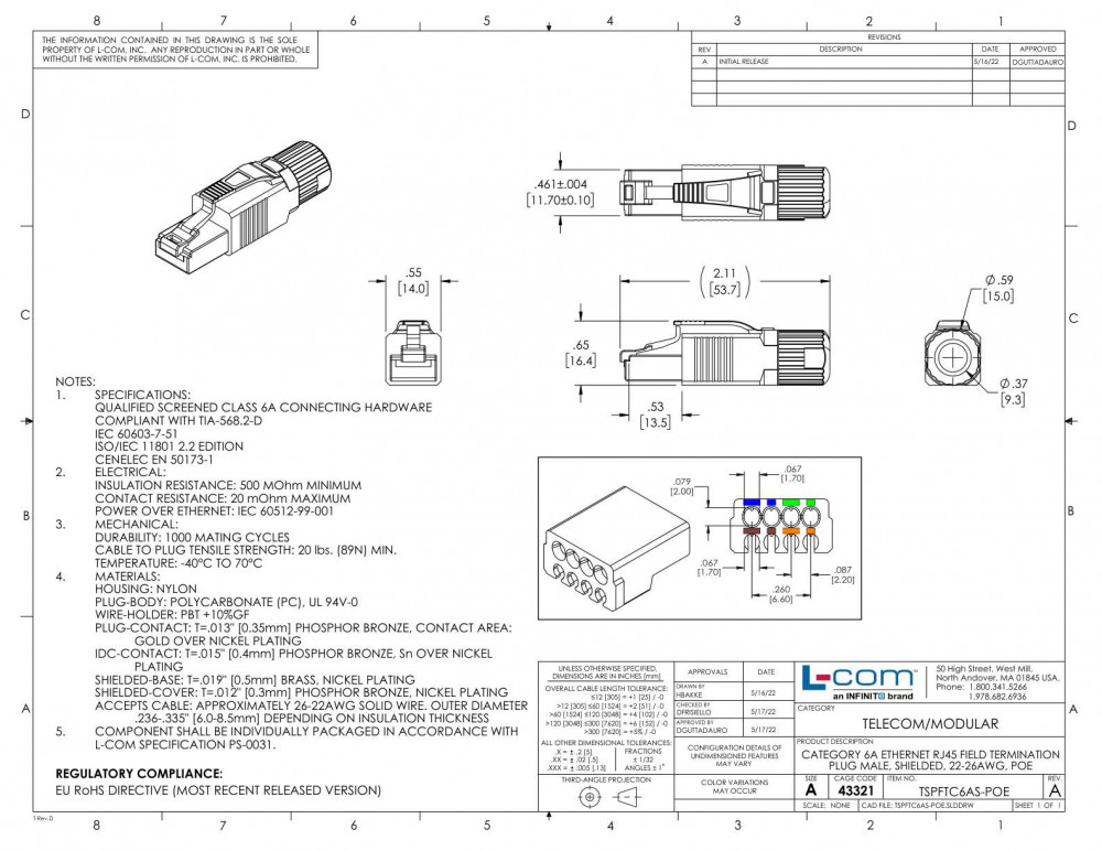 L-com TSPFTC6AS-POE technical drawing