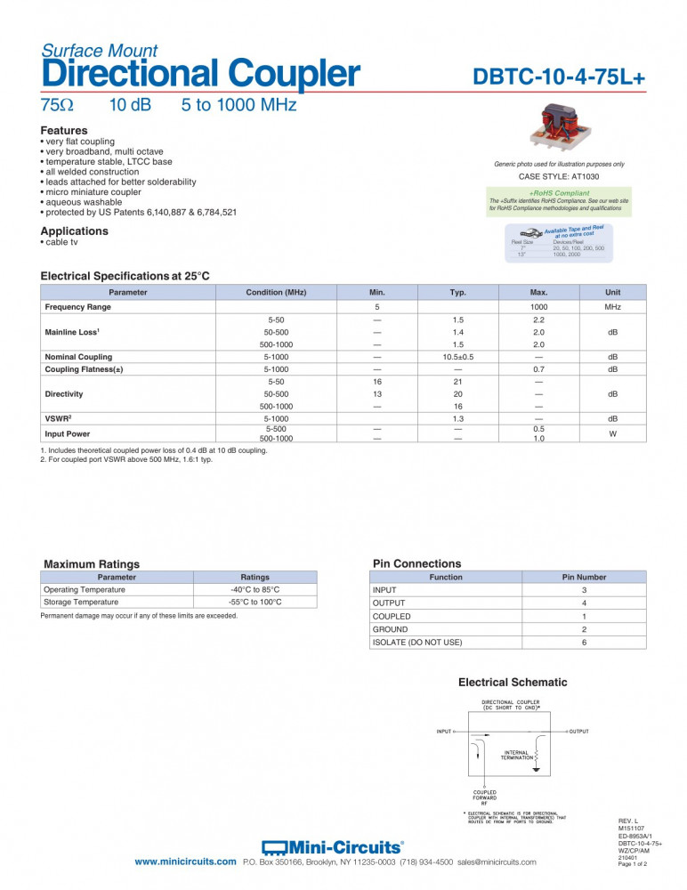 DBTC-10-4-75L+ datasheet page 1