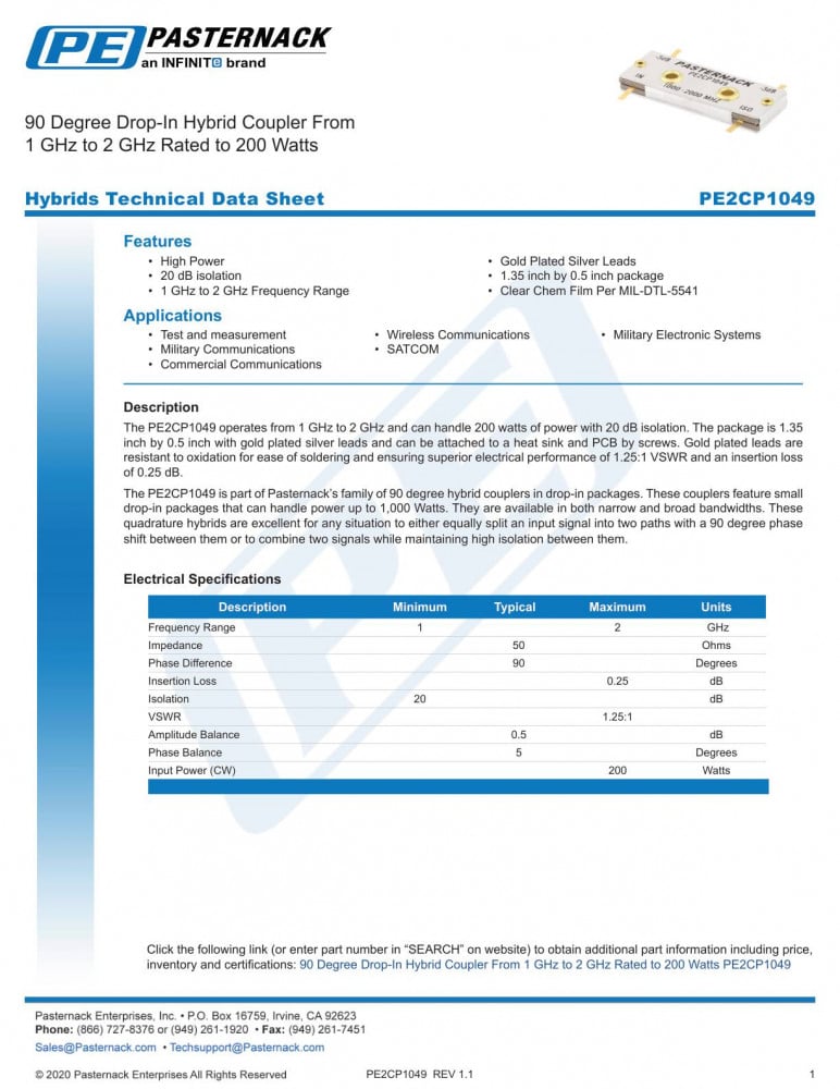 PE2CP1049 datasheet page 1