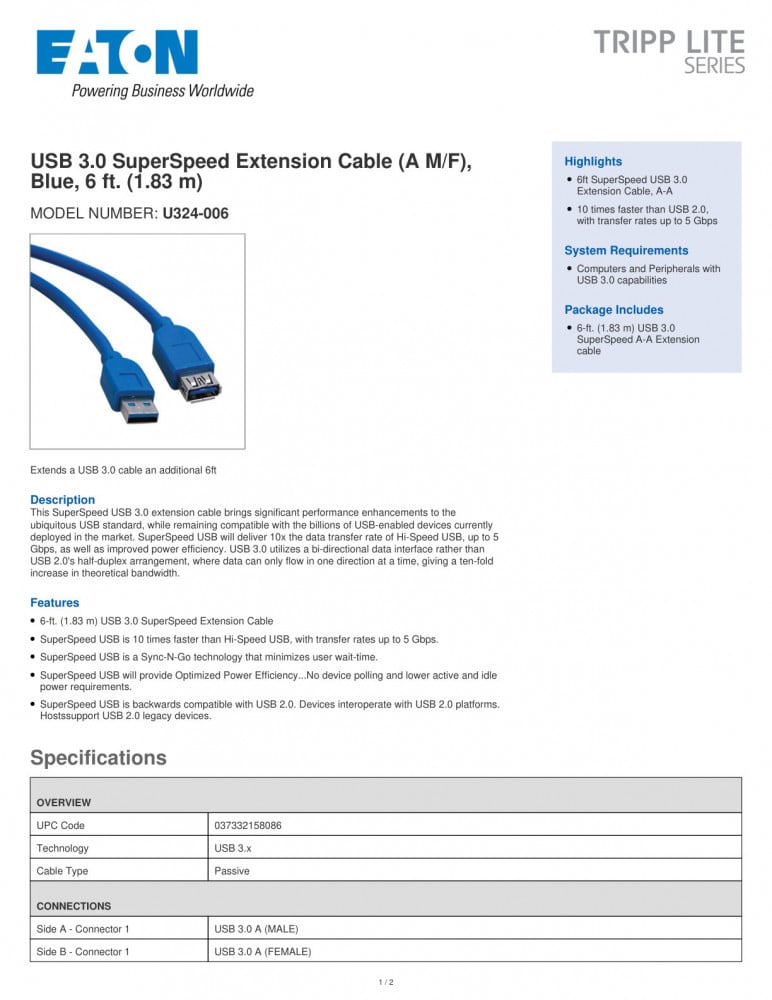 EATON U324-006 technical document page 1