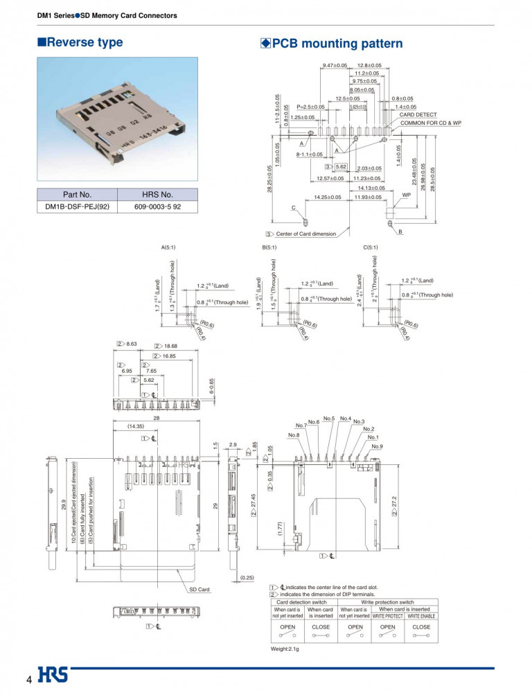 HRS DM1 reverse type drawing