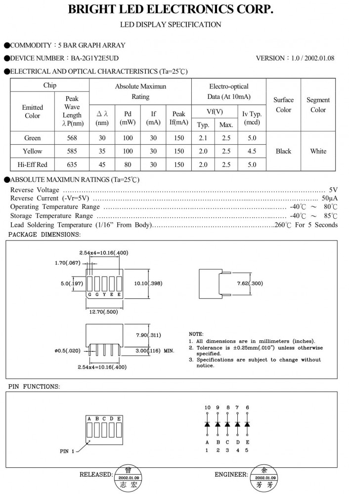 BA-2G1Y2E5UD datasheet image, page 1