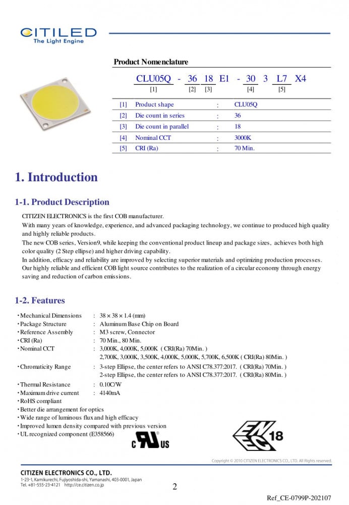 CITIZEN CLU05Q datasheet page 2