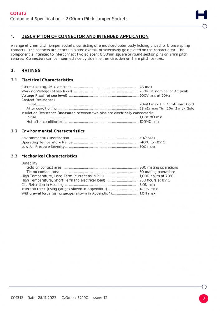 Harwin M22-1910005 specification page 2