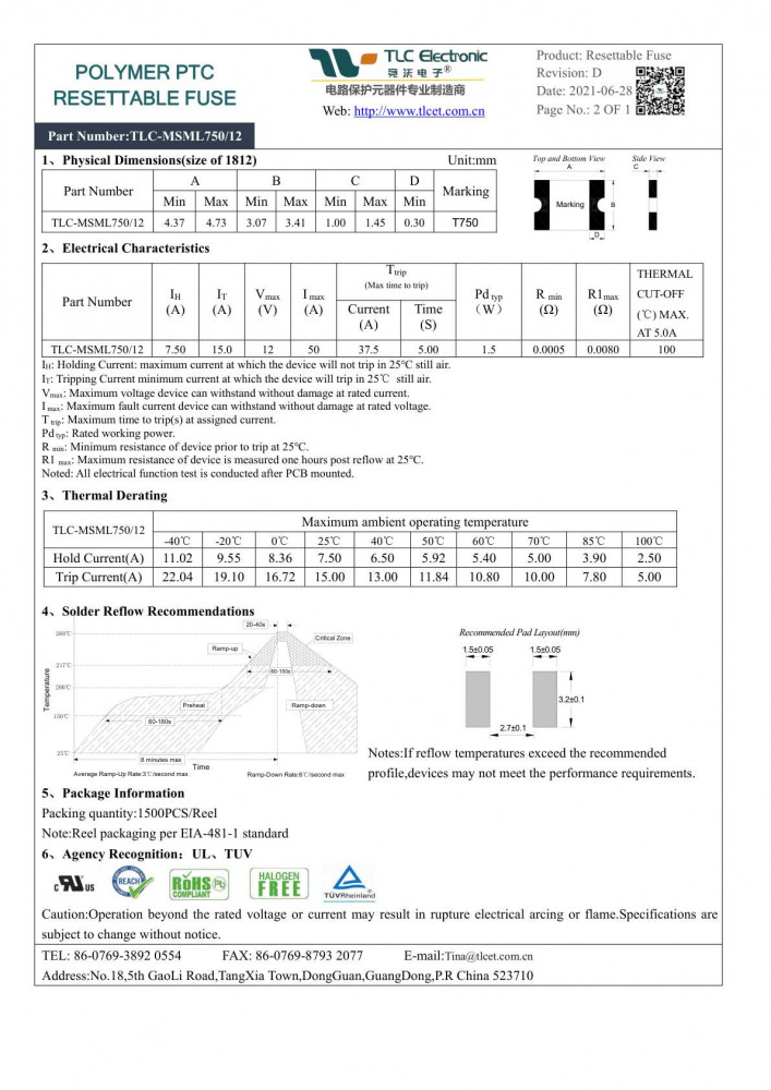 TLC-MSML750/12 datasheet page 1