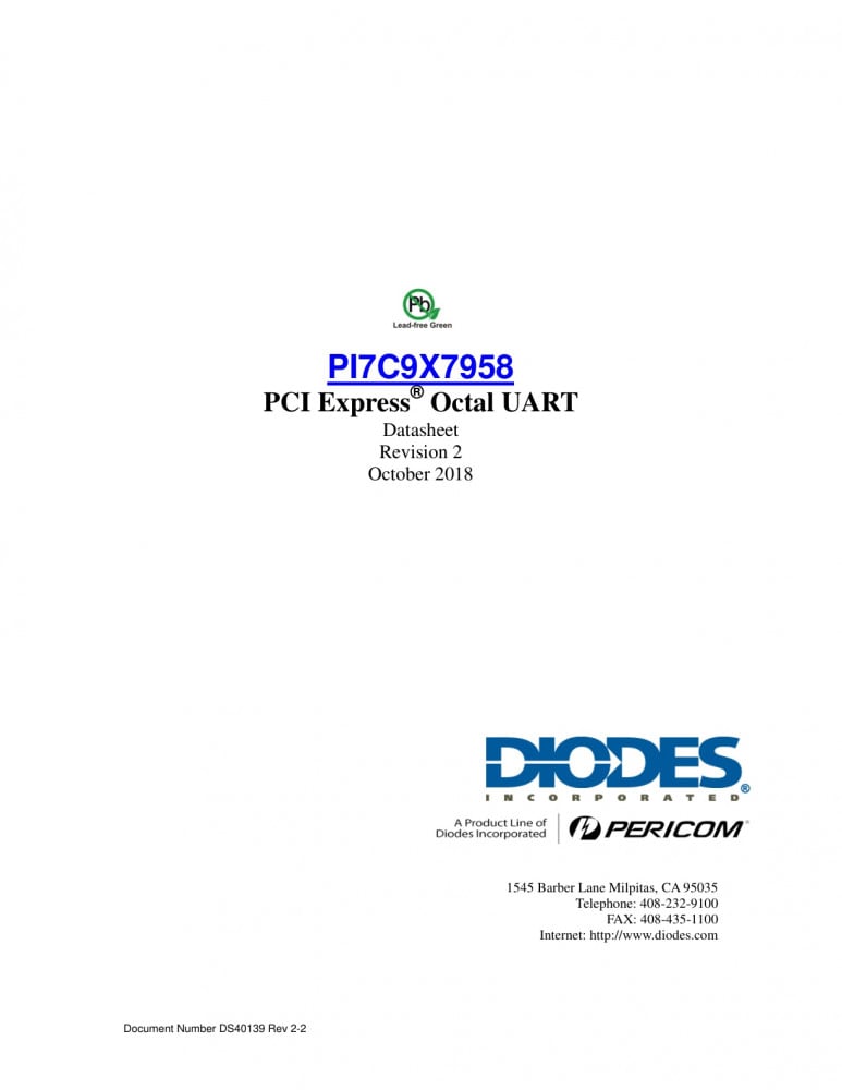 PI7C9X7958 datasheet page 1