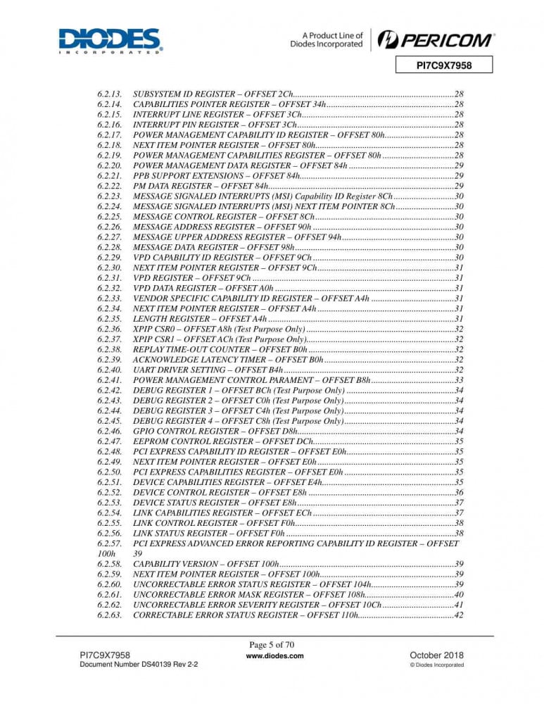 PI7C9X7958 datasheet page 5