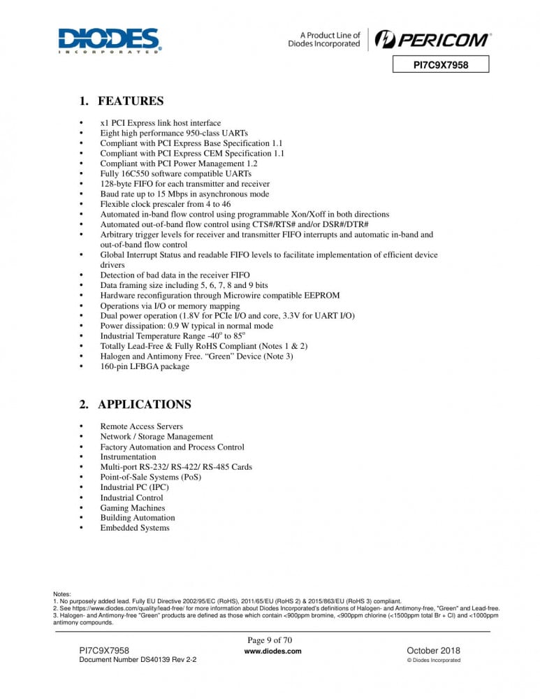PI7C9X7958 datasheet page 9