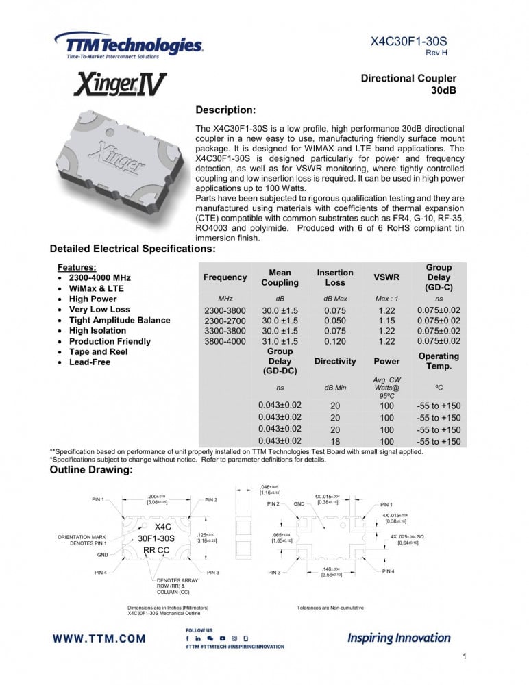 X4C30F1-30S datasheet page 1