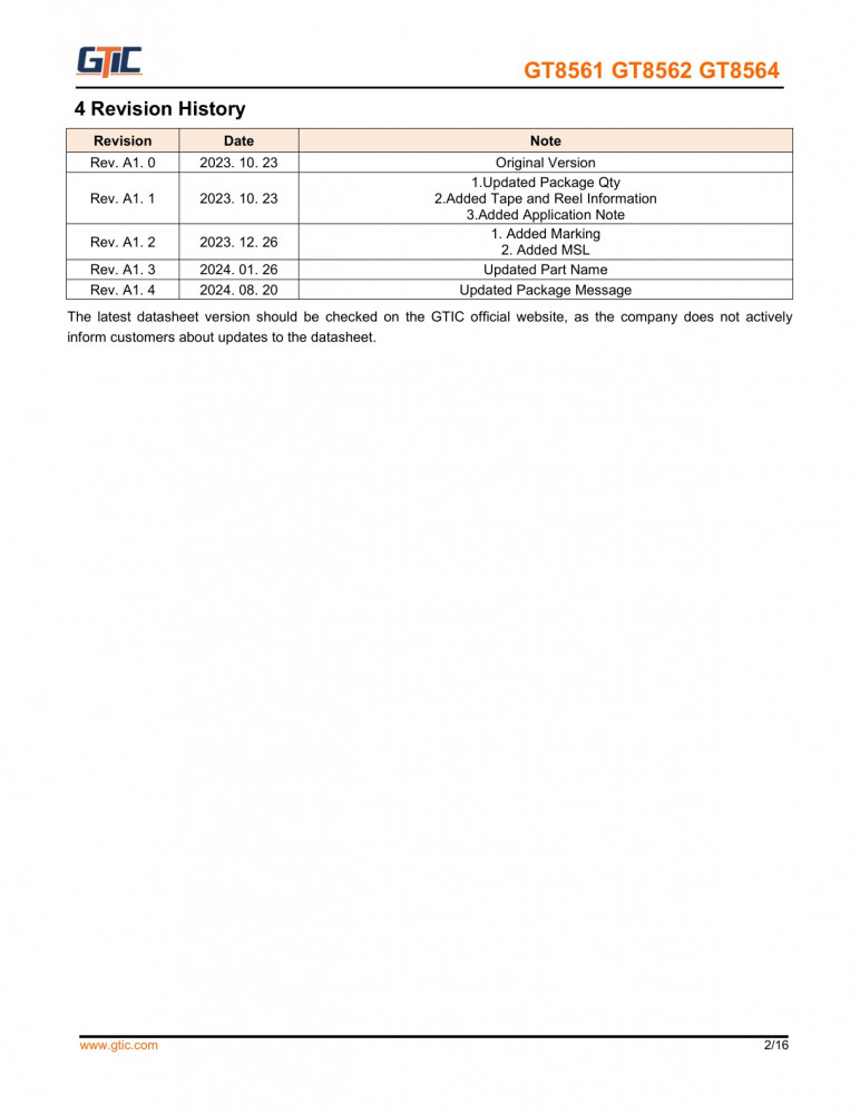 GT8562P8 datasheet page 2