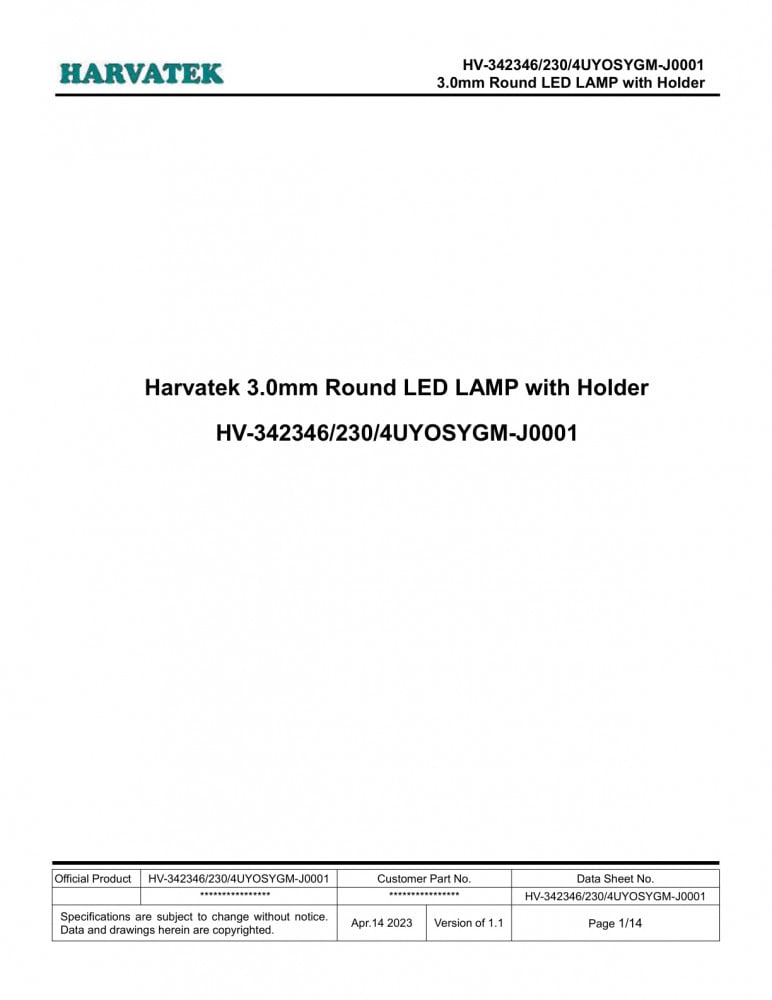 HV-342346 datasheet page 1