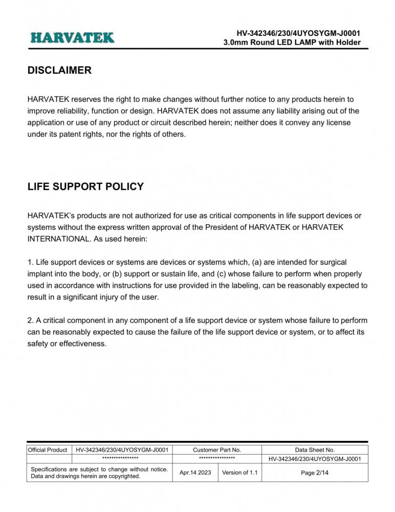HV-342346 datasheet page 2