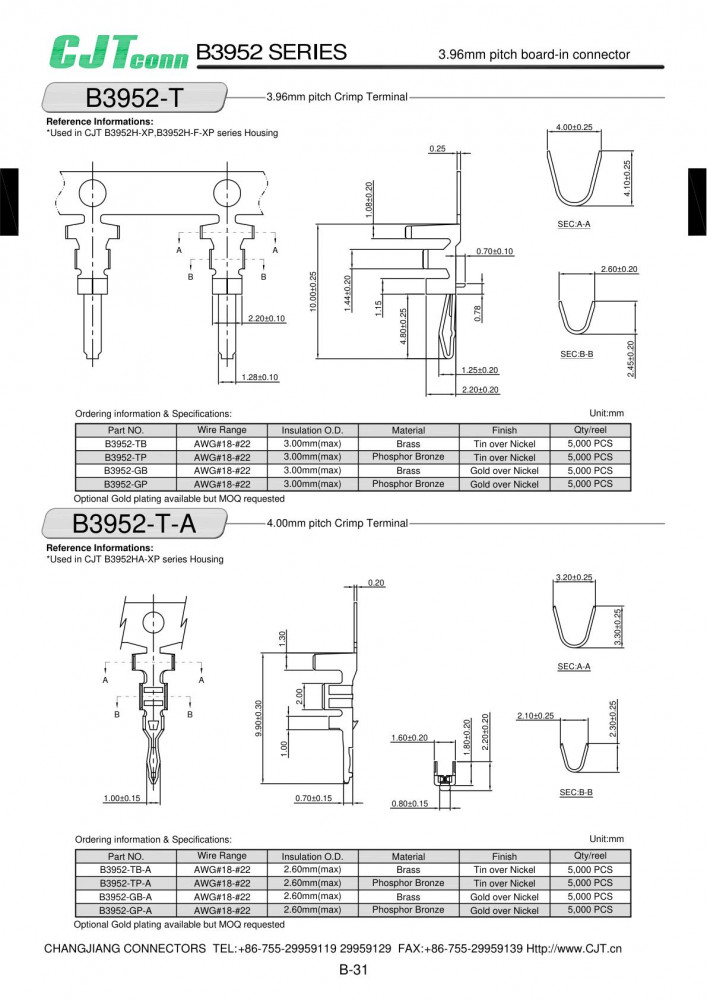 CJT B3952H technical drawing page 2