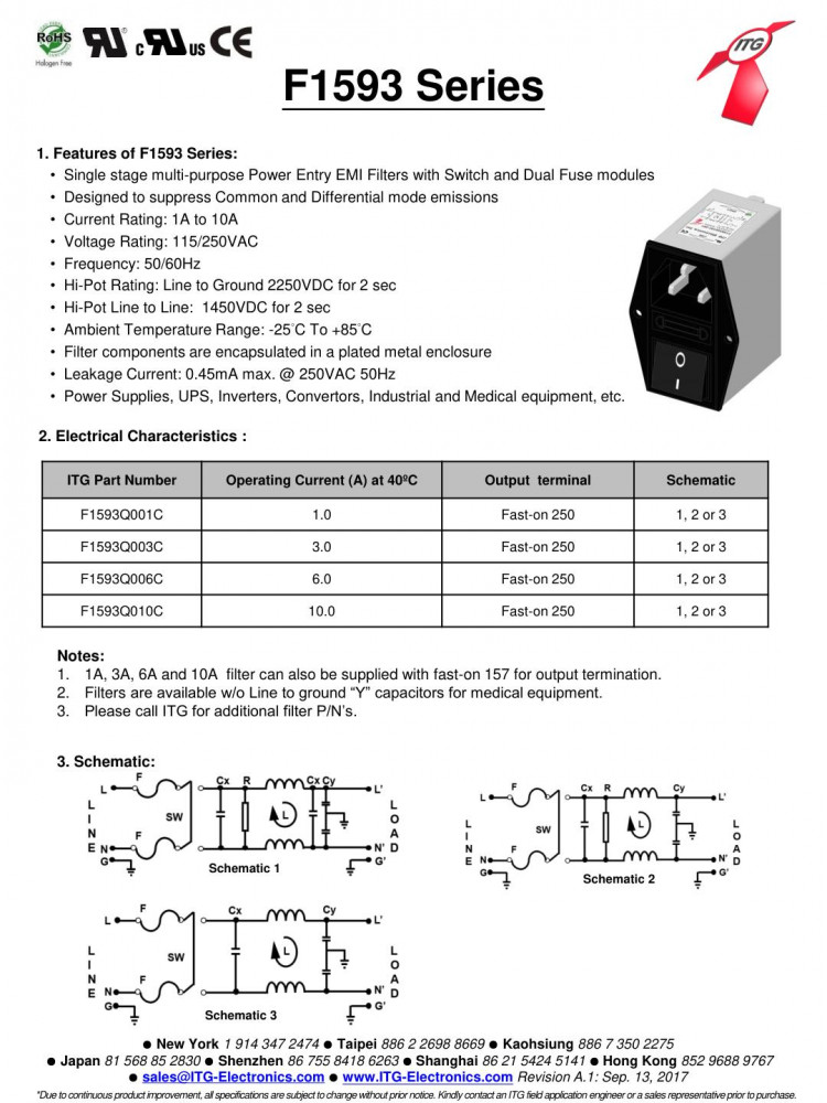ITG Electronics F1593 Series datasheet, page 1