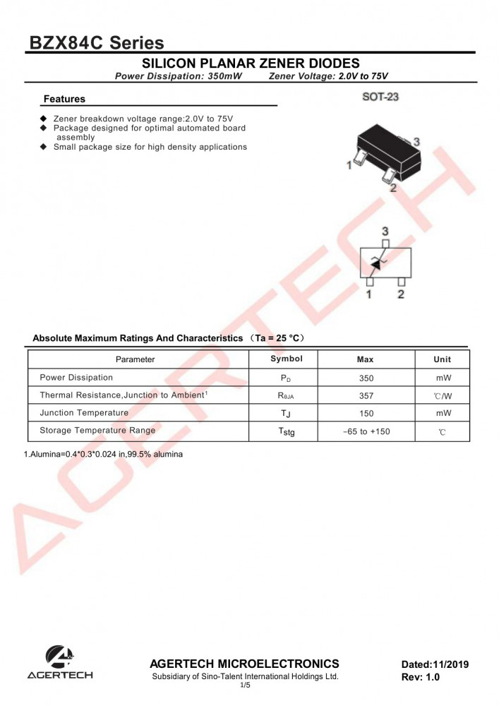 BZX84C12 datasheet page 1