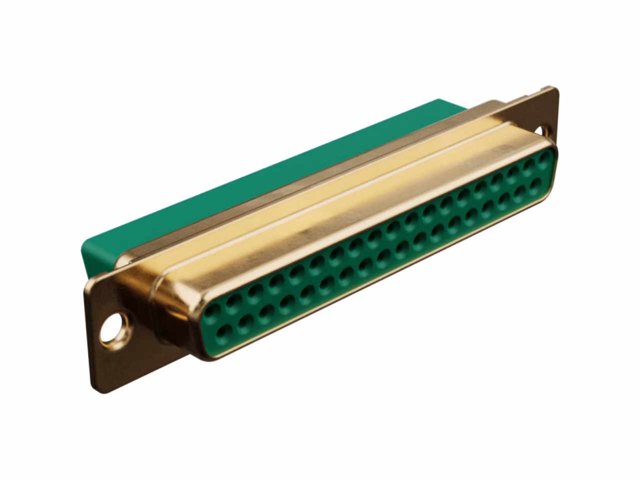 FCT Standard-Density D-Sub Crimp Housing, Female, Gold Plated Shell without Dimples, 37 Circuits, Green Front and Rear Insulator, Crimp Contacts Not Included for sale