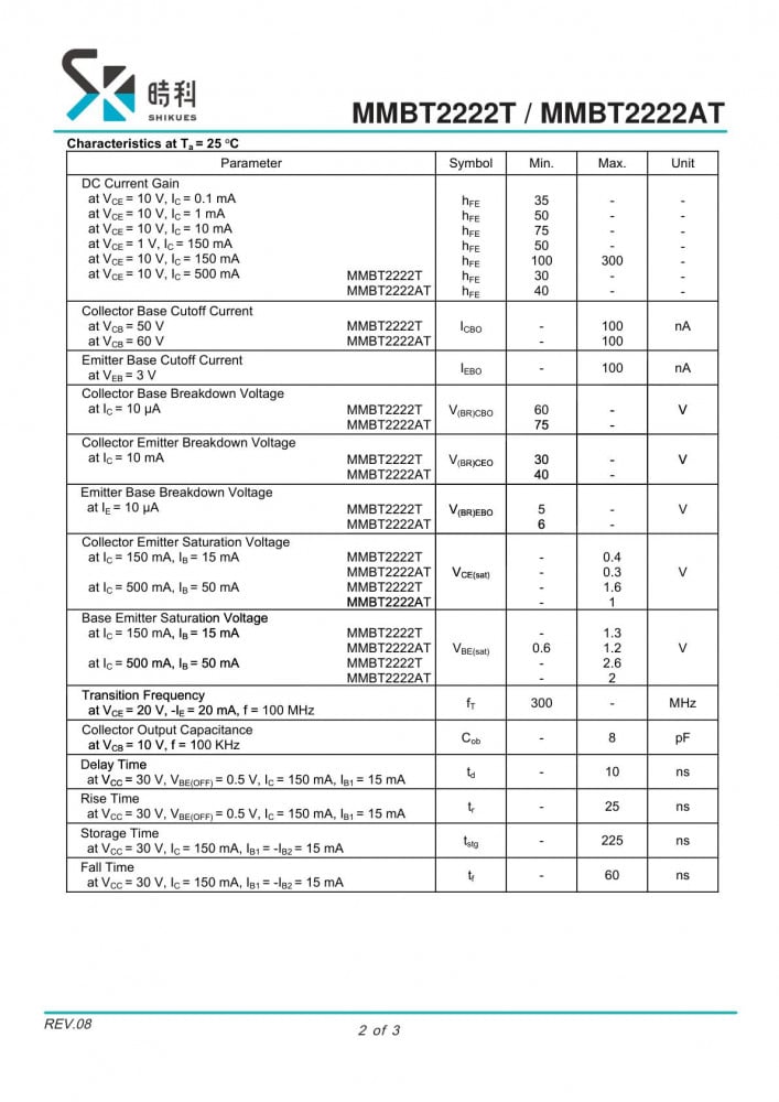 MMBT2222AT datasheet page 2