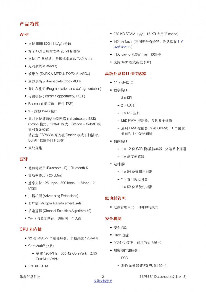 ESP8684H4 datasheet page 3